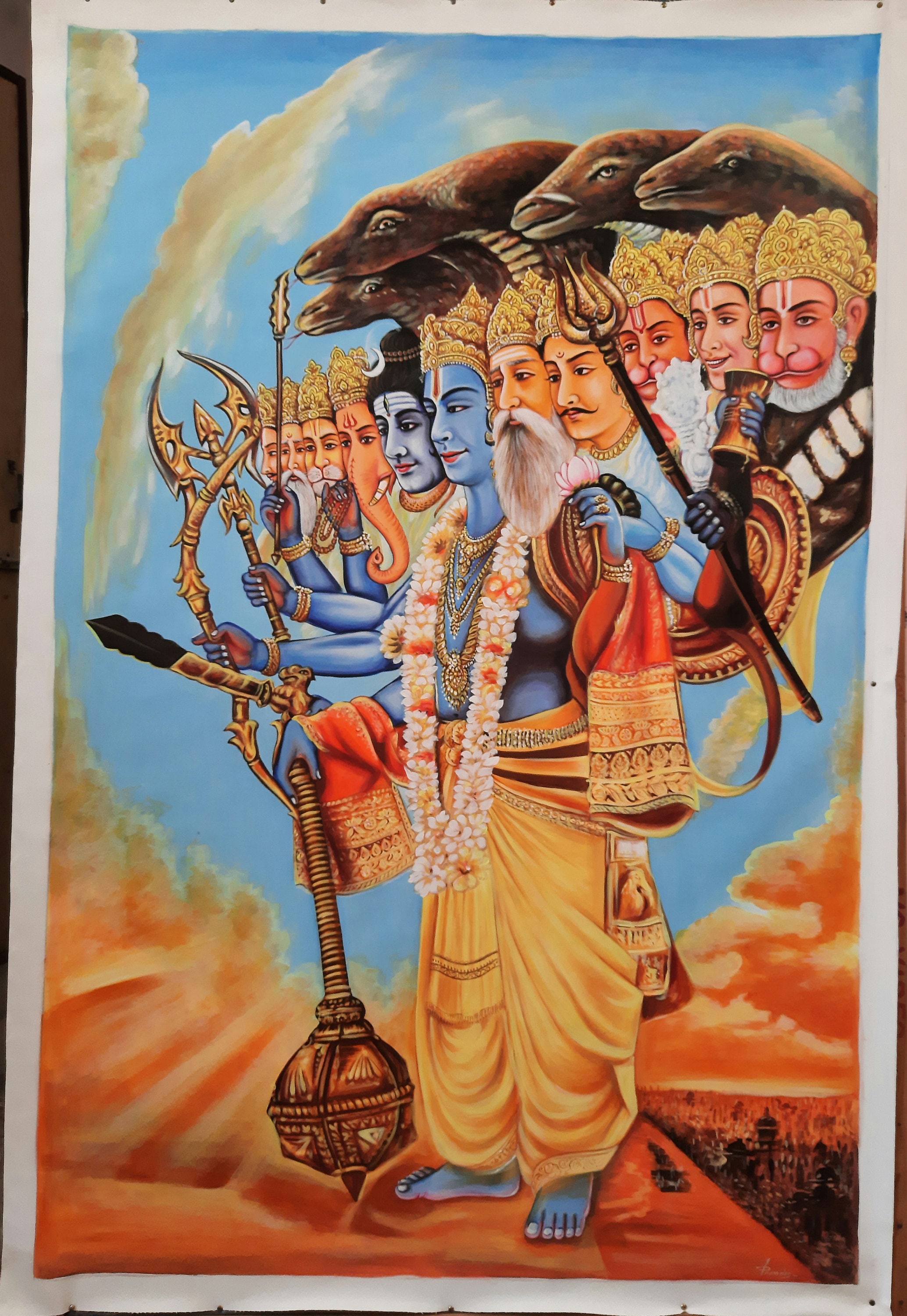 Lord Krishna Virat Sawroop Painting Lord Vishnu Painting - Etsy
