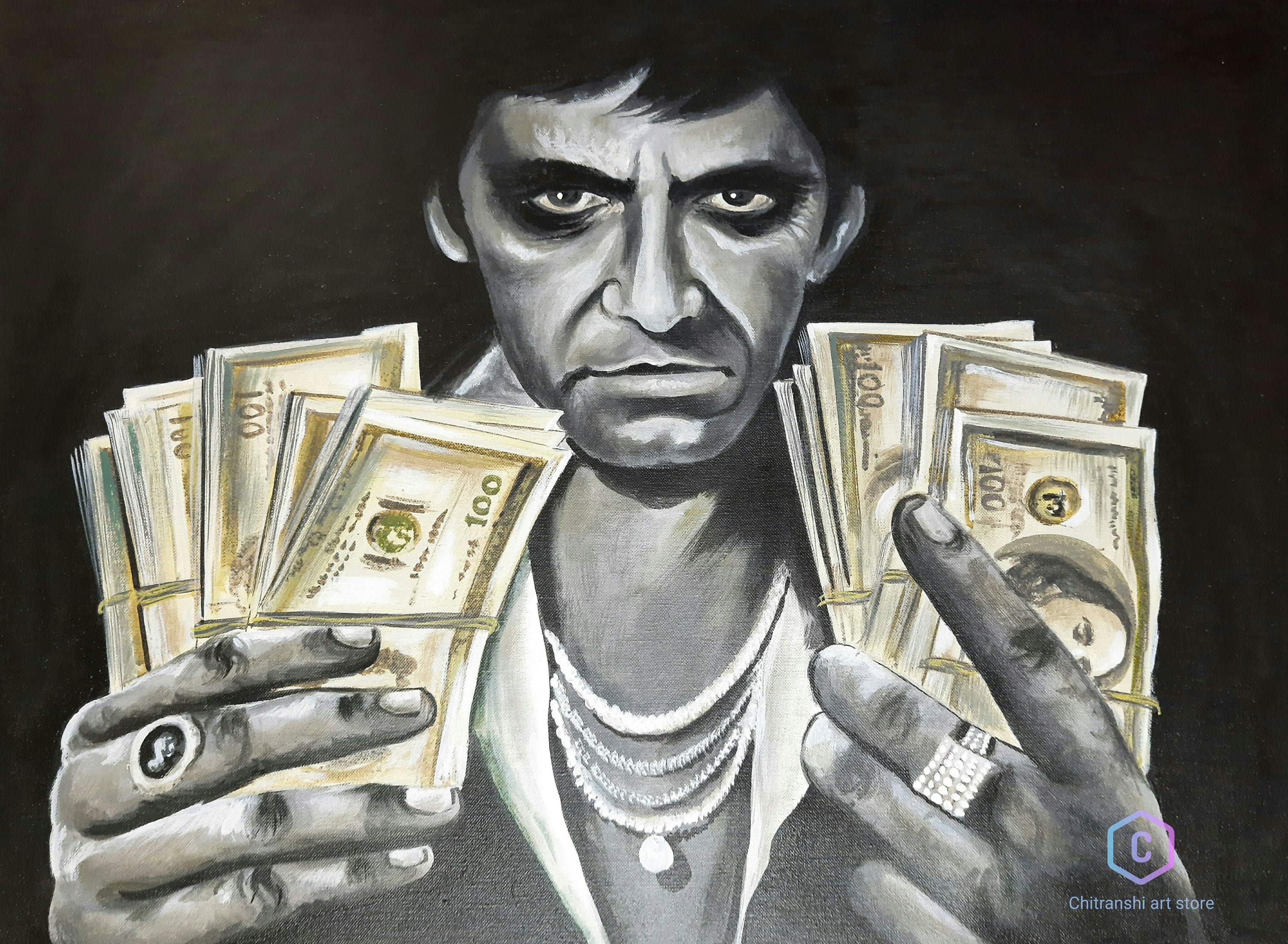 Al Pacino Scarface Painting on Canvas,tony Montana Hand Painted Art ...
