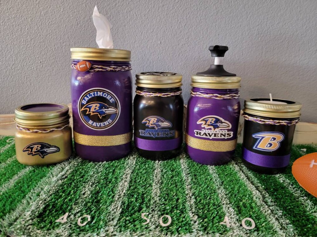 Baltimore Ravens Mason Jar Bathroom or Office Set. - Etsy