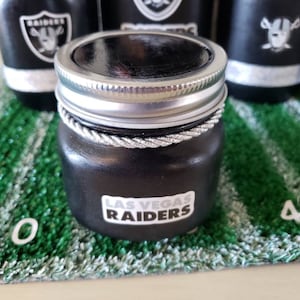Las Vegas Raiders Mason Jar Bathroom, or Office Set. - Etsy
