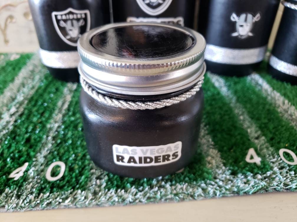 Las Vegas Raiders Mason Jar Bathroom, or Office Set. - Etsy