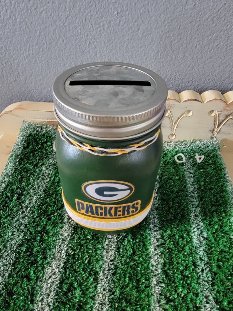 Green Bay Packers Mason Jar Bank - Etsy