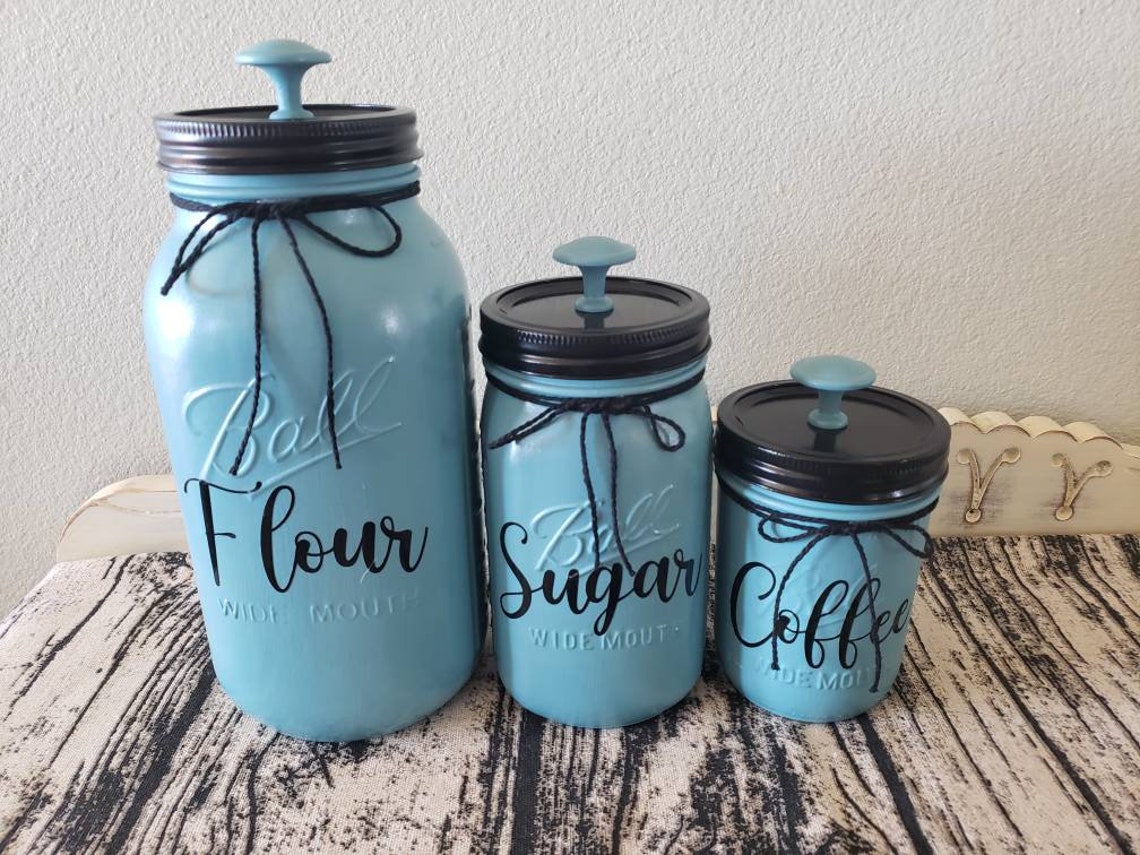 Teal turquoise aqua kitchen canister sets. | Etsy