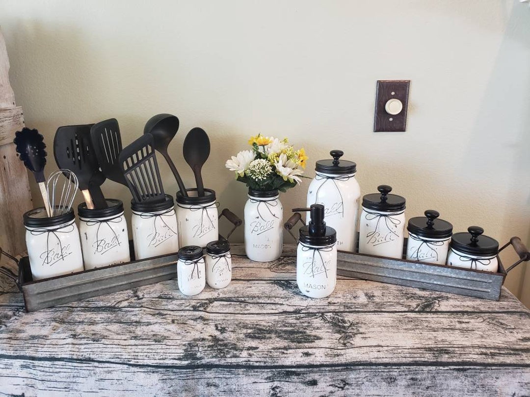 Black and White Kitchen Set, Rustic Farmhouse Kitchen. - Etsy