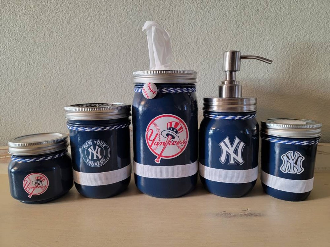 New York Yankees Mason Jar Bathroom or Office Set. - Etsy