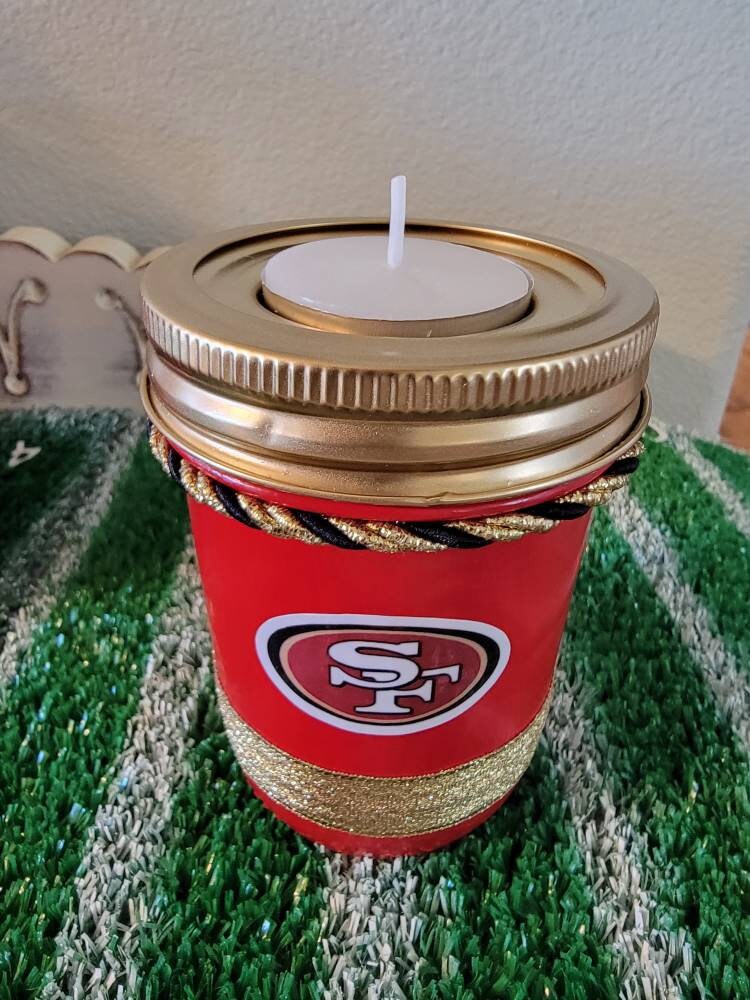 San Fransisco 49ers Football Mason Jar Bathroom or Office Set - Etsy