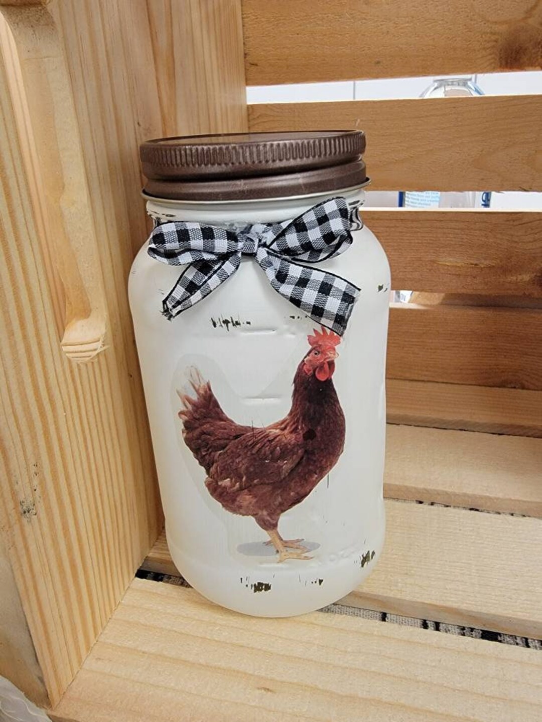 Farmhouse Chicken Mason Jar Decor - Etsy