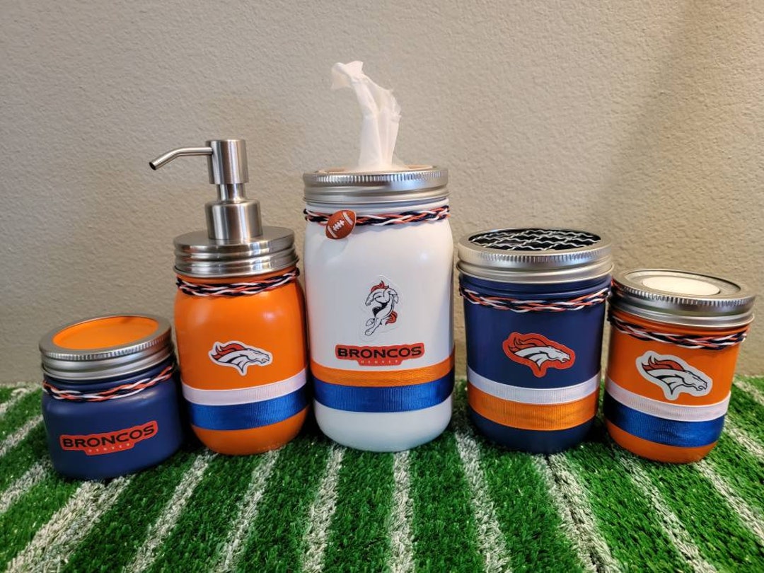 Broncos Football Mason Jar Bathroom, Office, or Bedroom Set. - Etsy