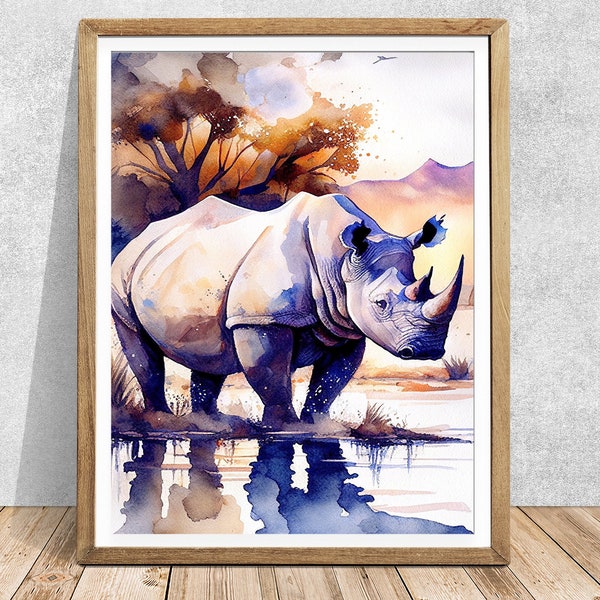 Rhino Wall Art - Etsy