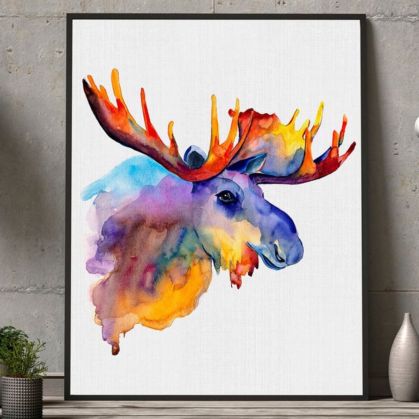 Colorful Moose Art - Etsy