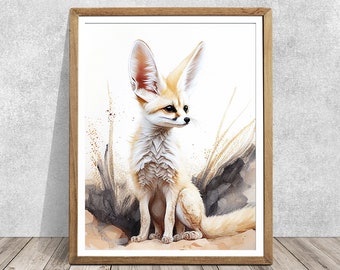Watercolor Fennec Fox Portrait PRINTABLE Wall Art DIGITAL Art Print ...