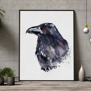 RAVEN Raven art print Hand drawn raven print Black raven | Etsy