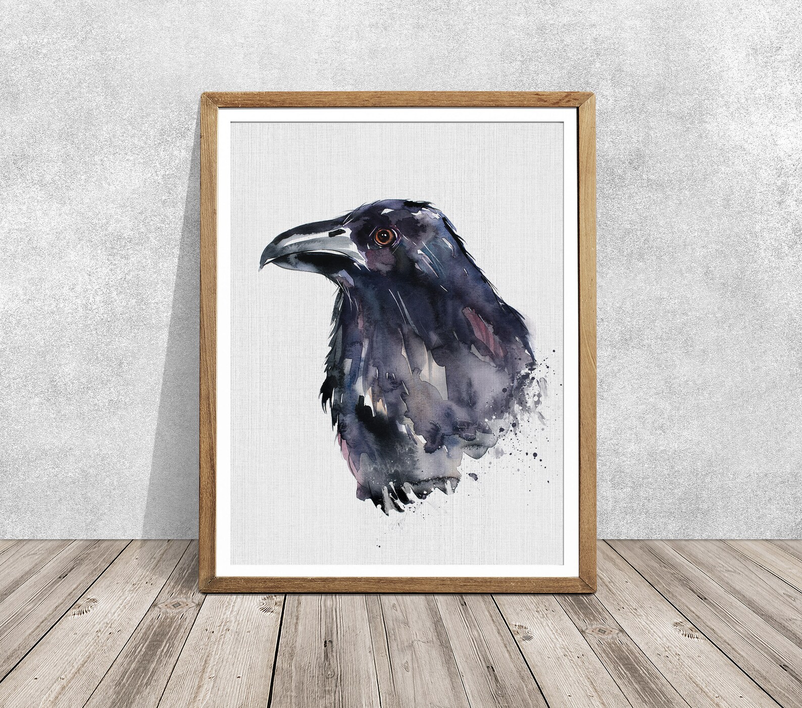 RAVEN Raven art print Hand drawn raven print Black raven | Etsy