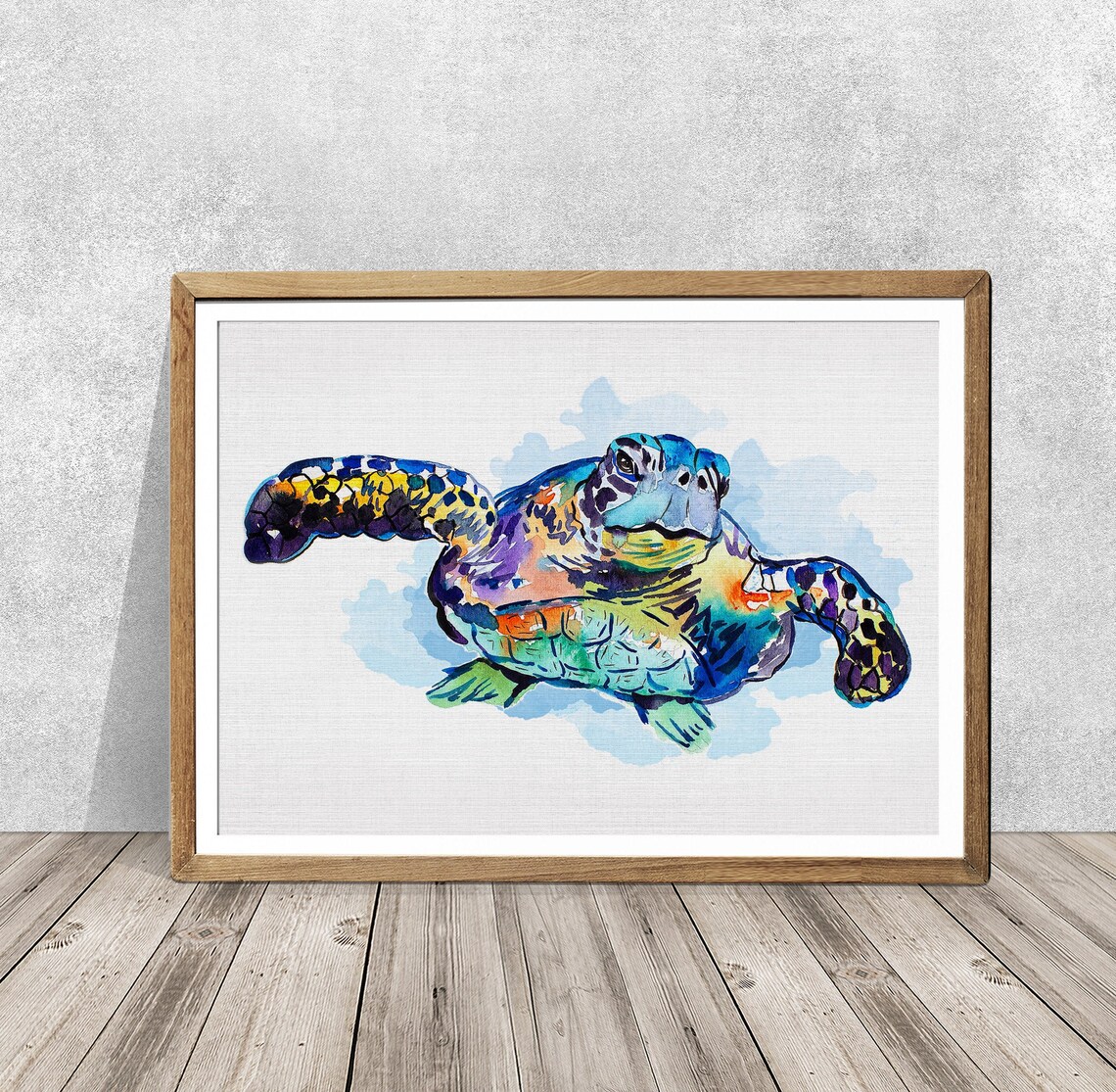 Turtle Wall Art Sea Turtle Art Turtle Painting Kids Room | Etsy