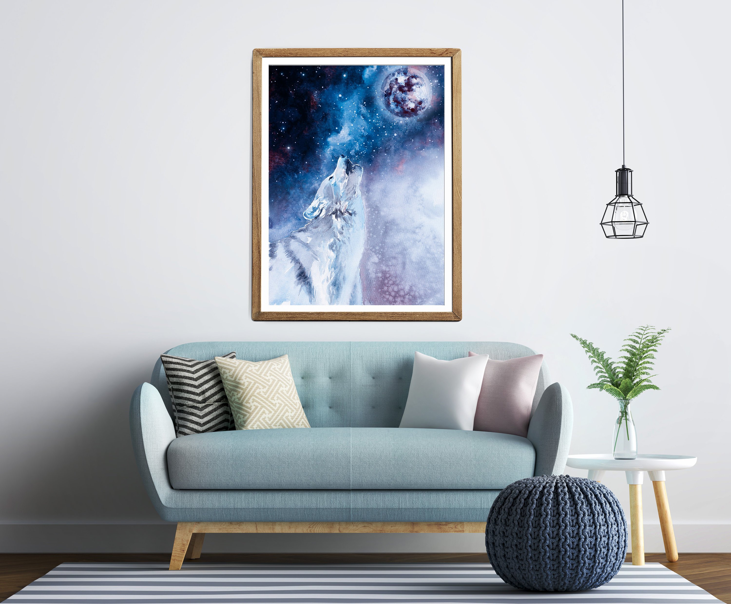 Wolf Art Print Wolf Print Wolf Art Wolf Moon Moon Wall - Etsy