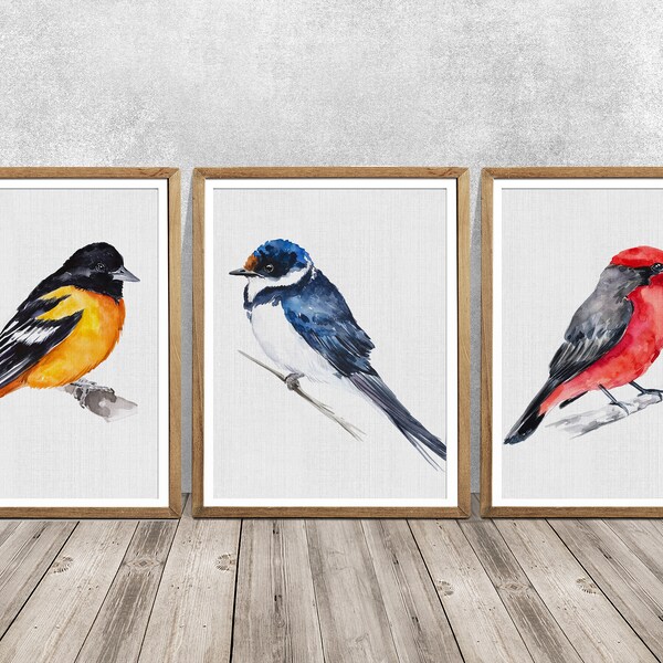 Three Birds Painting - Etsy