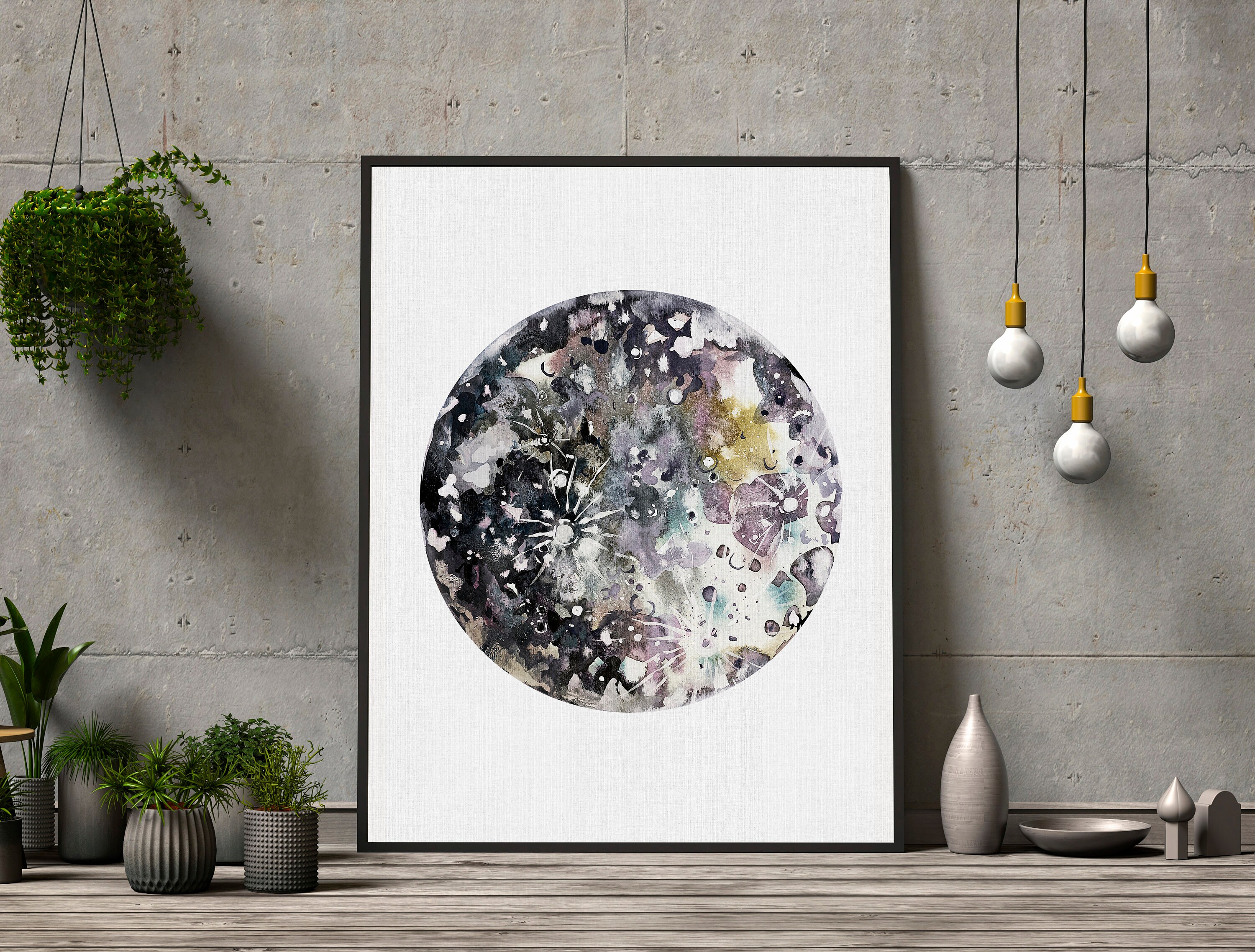 Full Moon Wall Art Abstract Moon Print Large Moon Print - Etsy