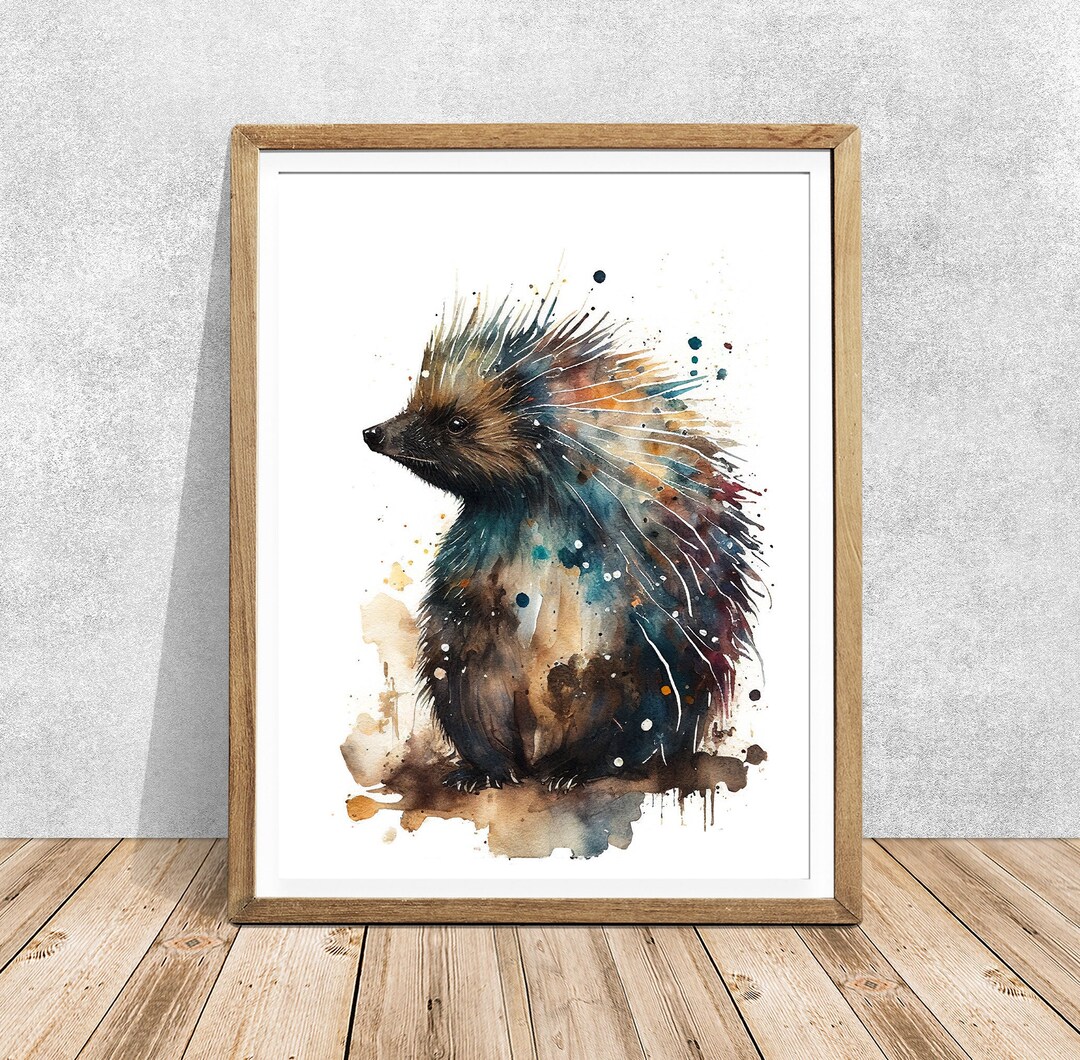 Porcupine Print, Porcupine Watercolor Art, Porcupine, Painting, Animal ...