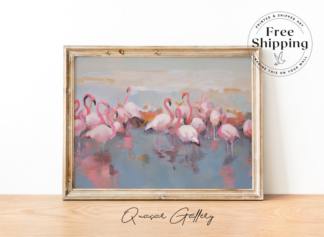 Canvas Flamingo Art, FLAMINGO Print, Flamingo Painting, Tropical Bird ...