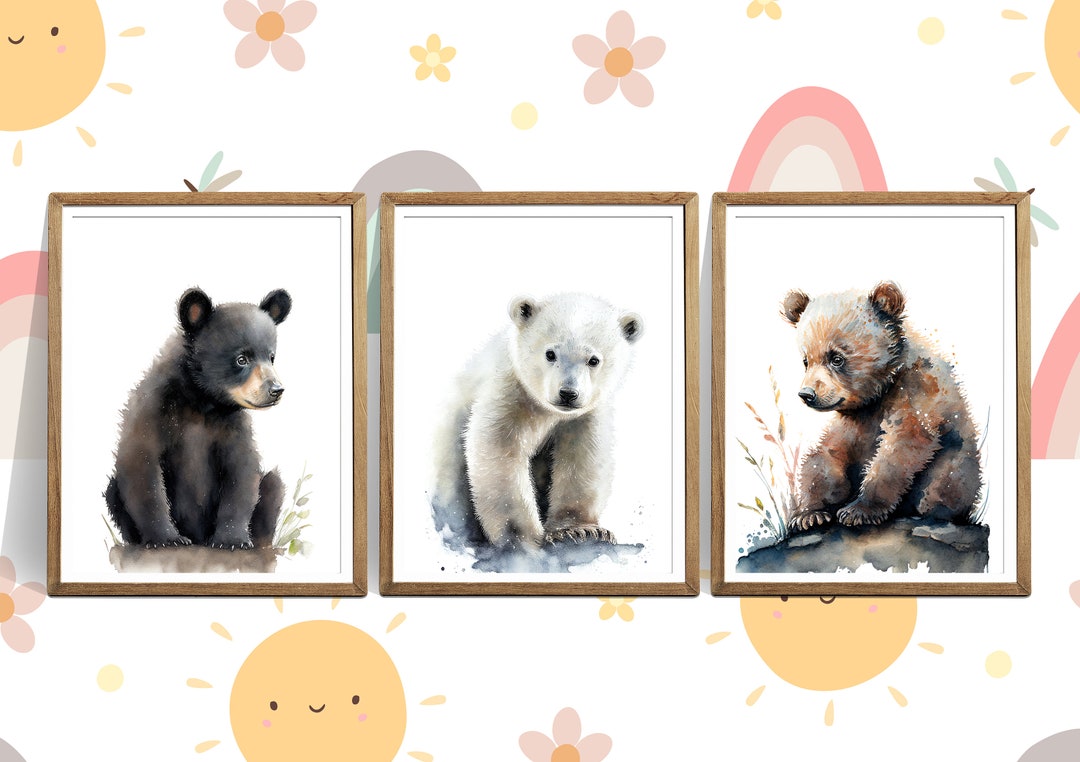 Watercolor Baby Bears, Baby Bears Print, Print for Baby Boy, Baby Boy ...