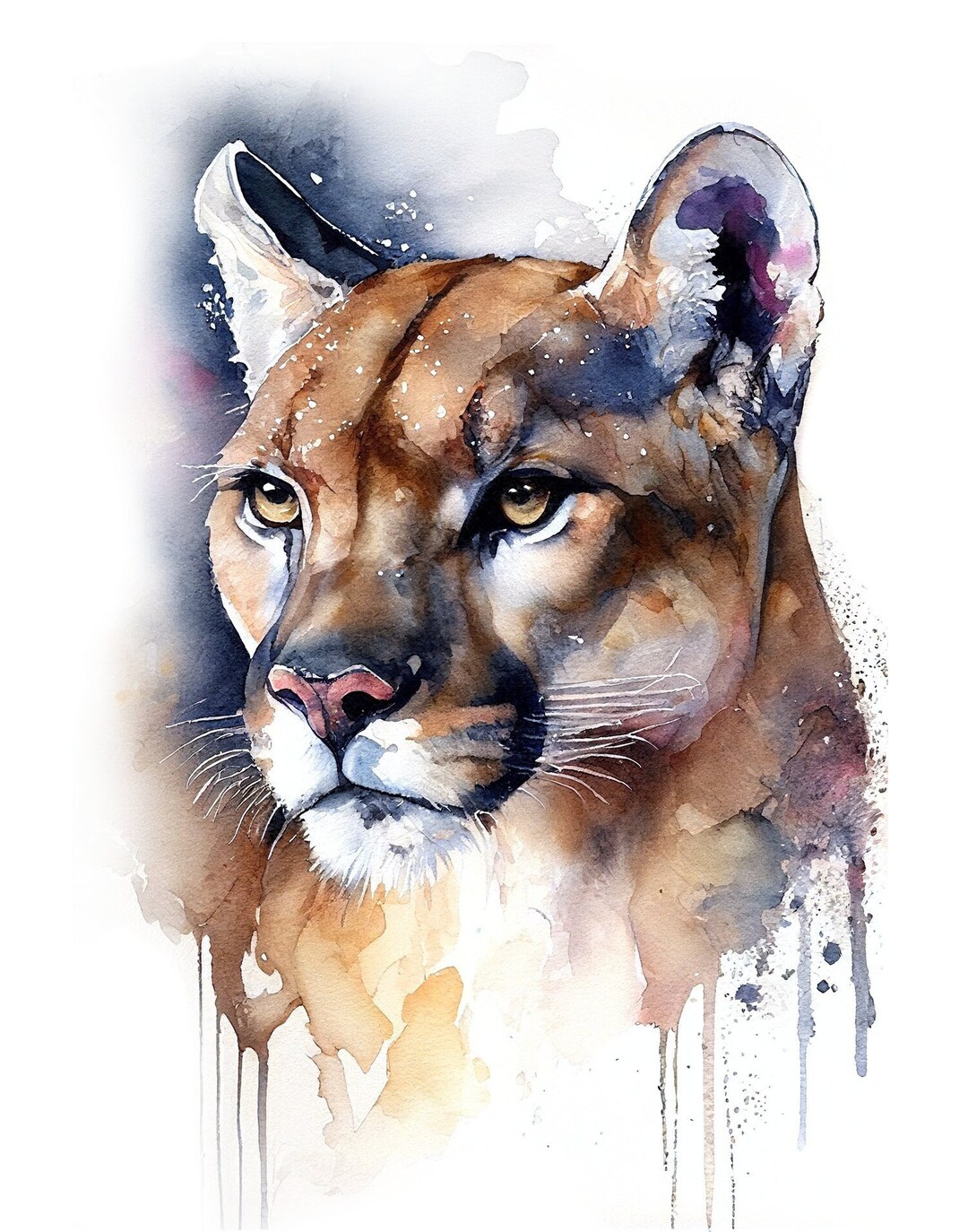 Puma, Puma Animal Print, Puma Painting, Wild Cat Print, Wild Animal Art ...