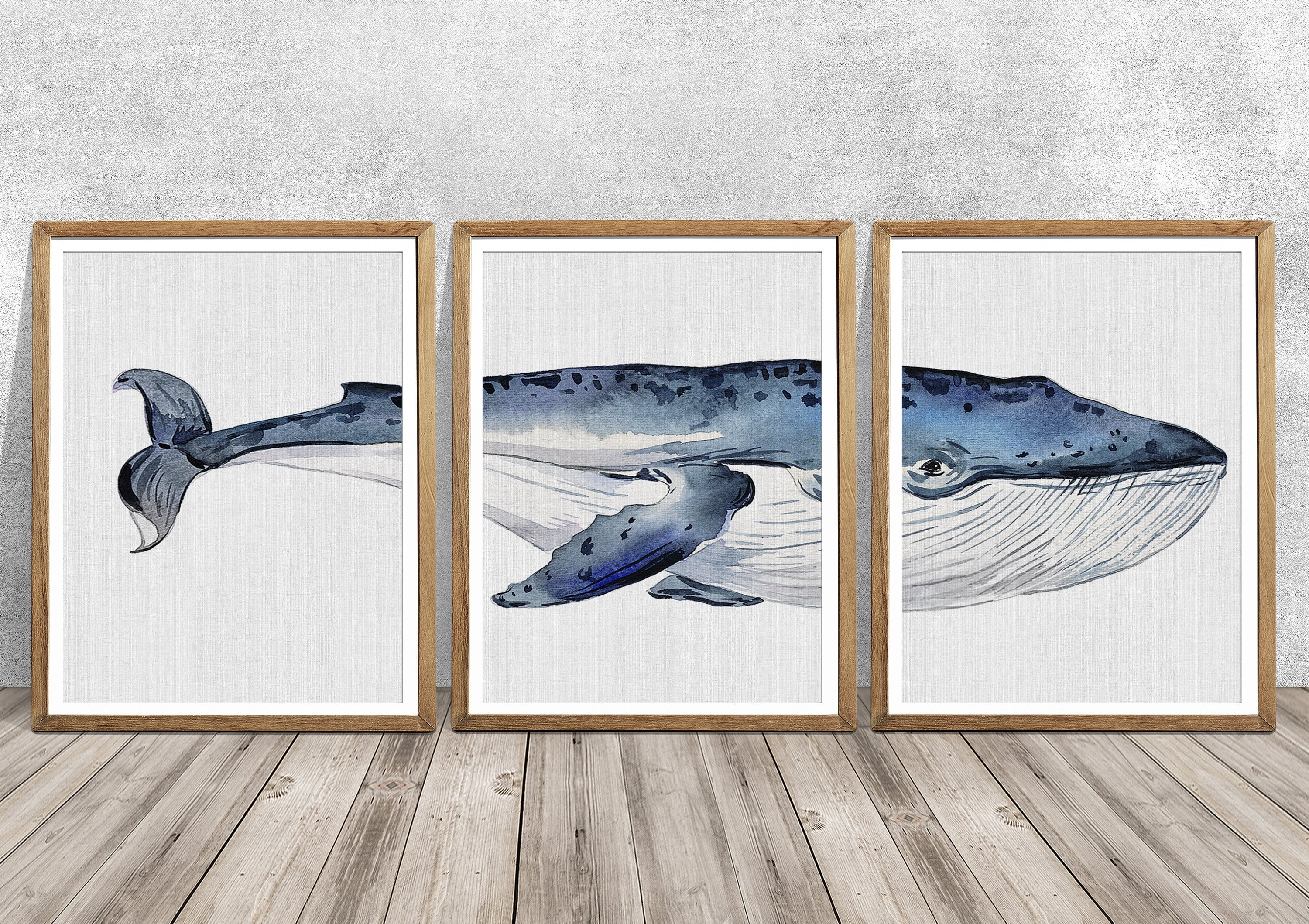 Blue Whale Whale Art Print Whale Print SET OF 3 Blue Whale | Etsy