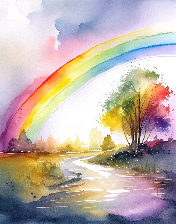 Rainbow Landscape Painting