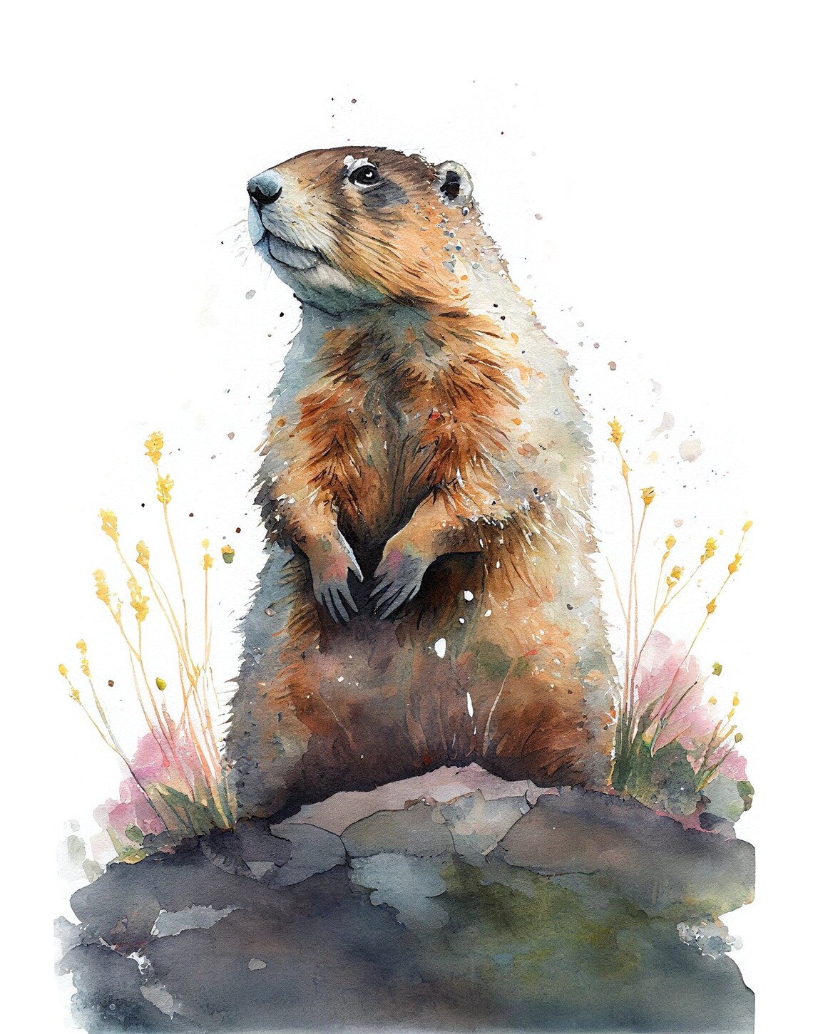 Groundhog Watercolor Groundhog Print Animals Print Animal - Etsy