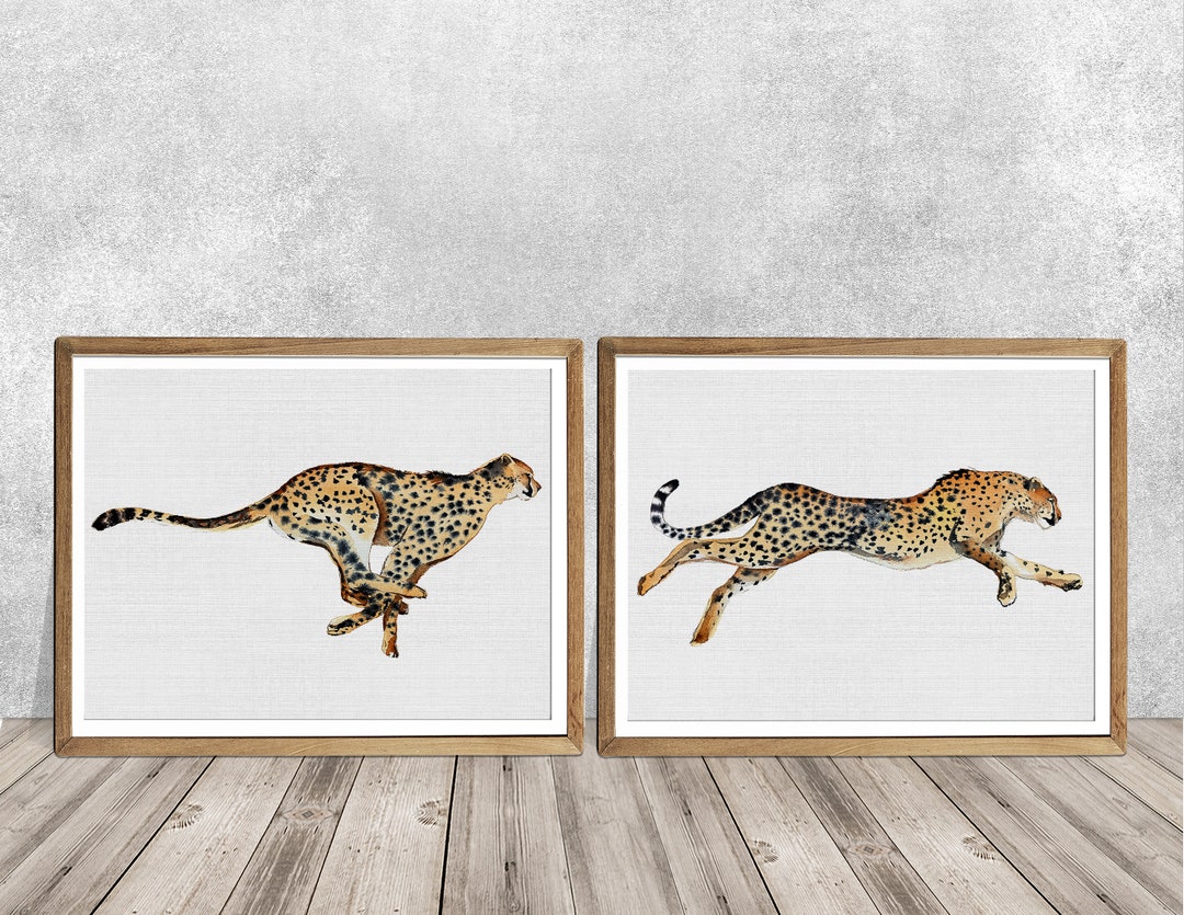 Cheetah Print SET OF 2 Cheetah Art Cheetah Watercolor Cheetah Wild ...