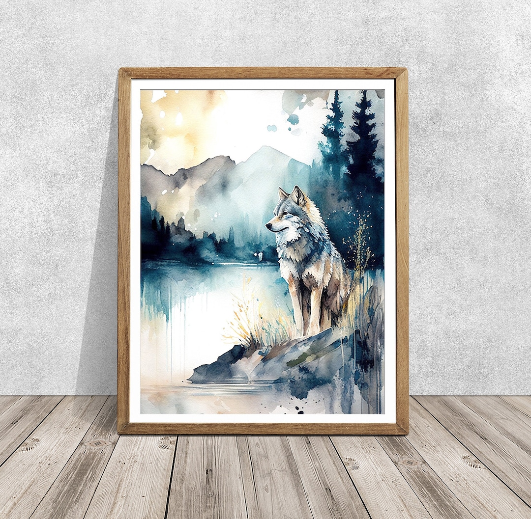 Watercolor Wolf Art Print: Signed Woodland Animal Painting - Etsy