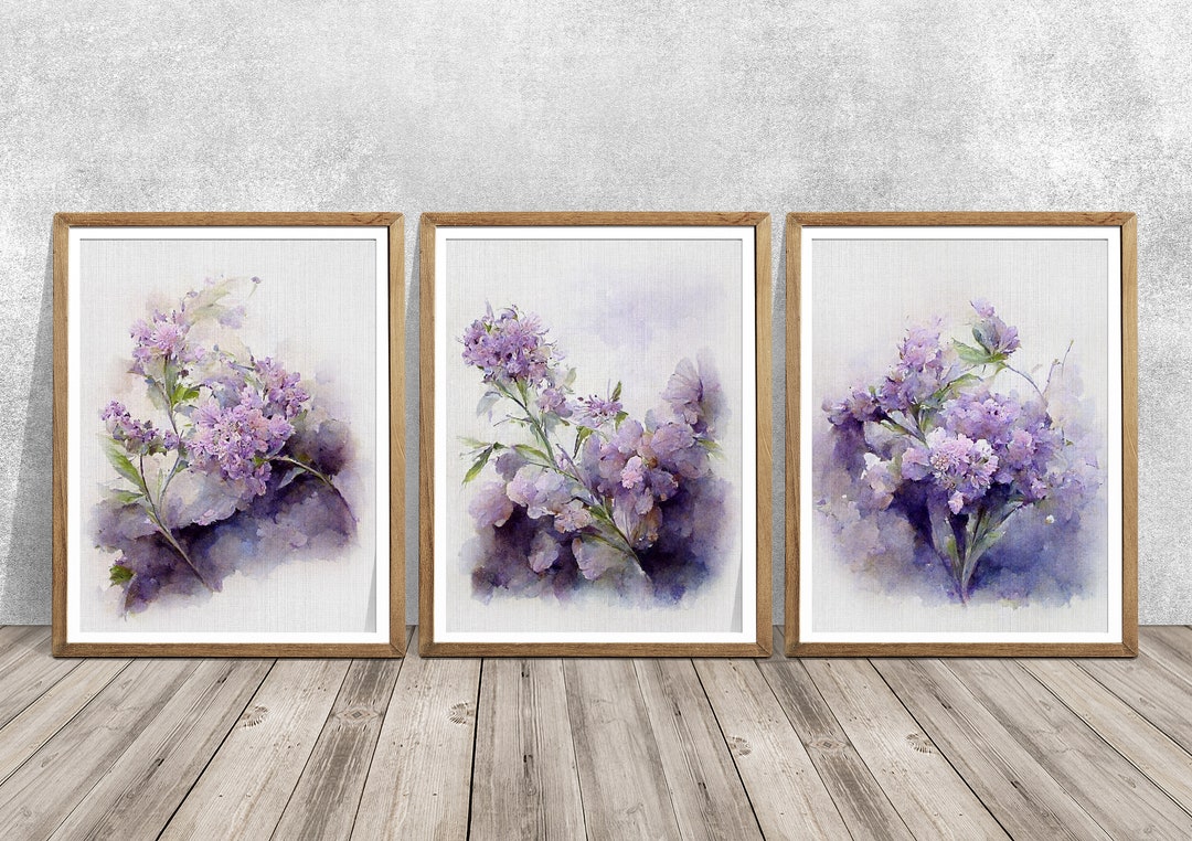 Lilac Print, Lilac Painting, Watercolor Lilac, Floral Print Set of 3 ...