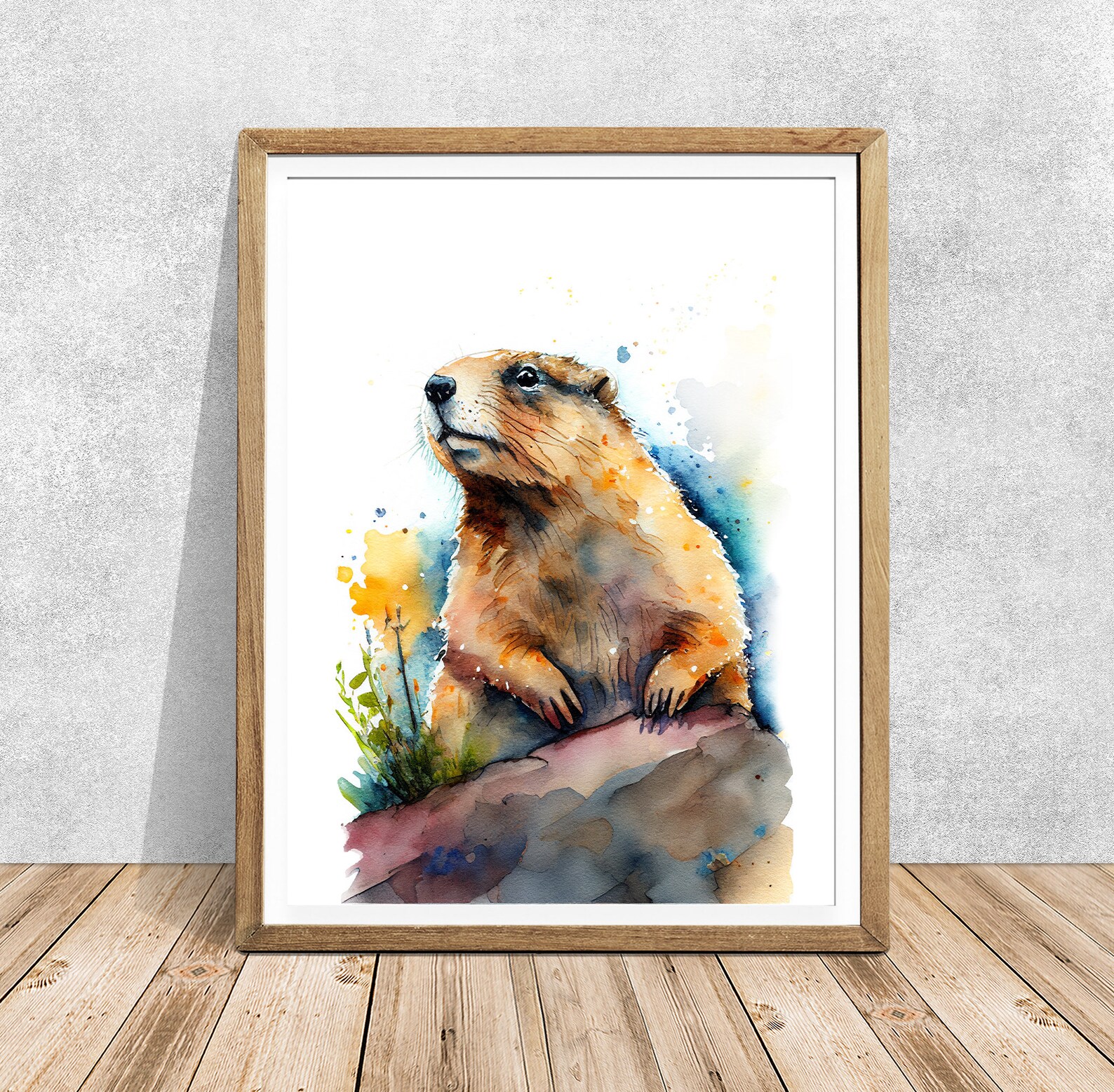 Groundhog Watercolor Woodland Animal Watercolor Groundhog - Etsy