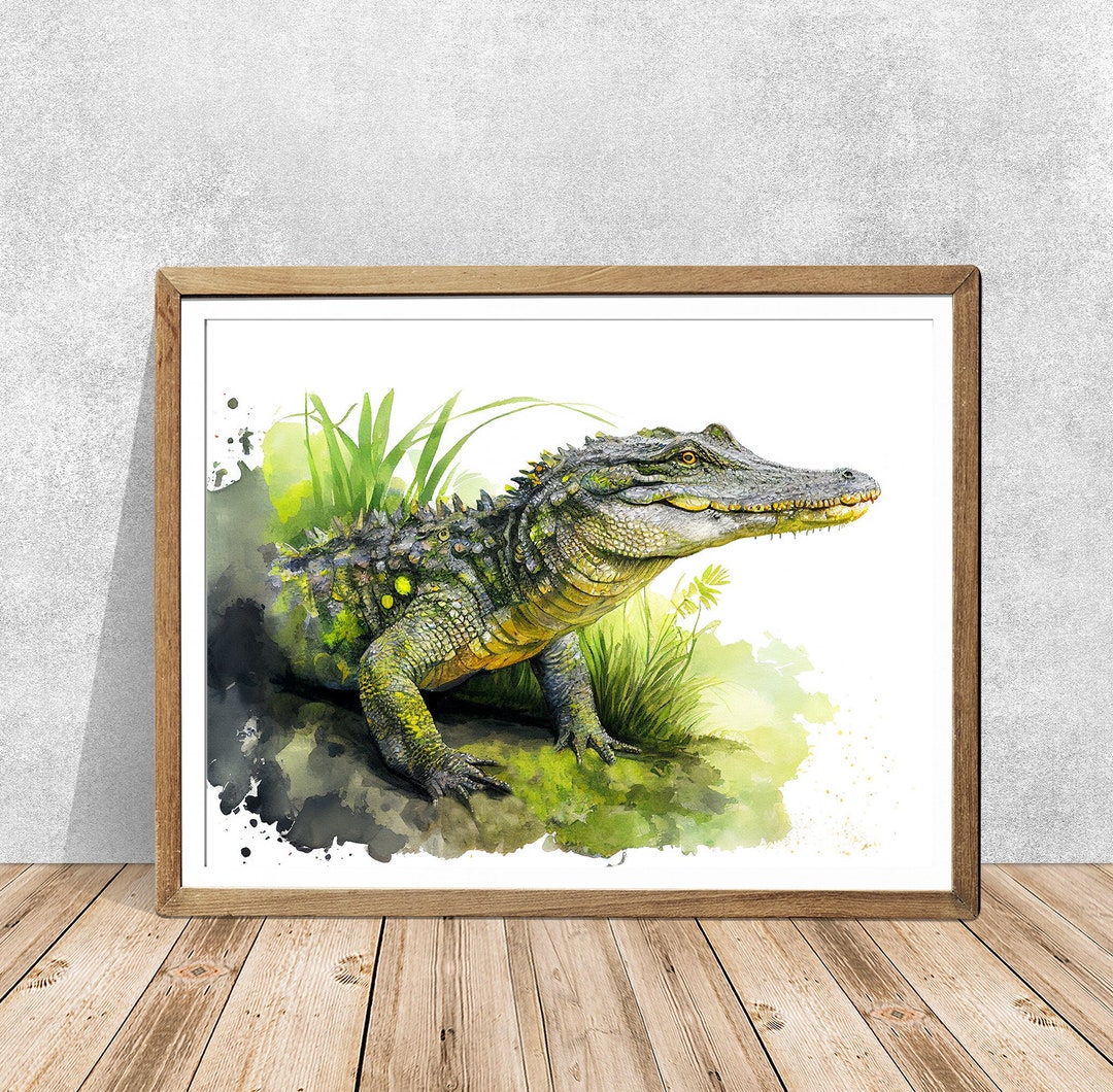 Alligator Print Crocodile Art Watercolor Wall Art Alligator Art Wall ...