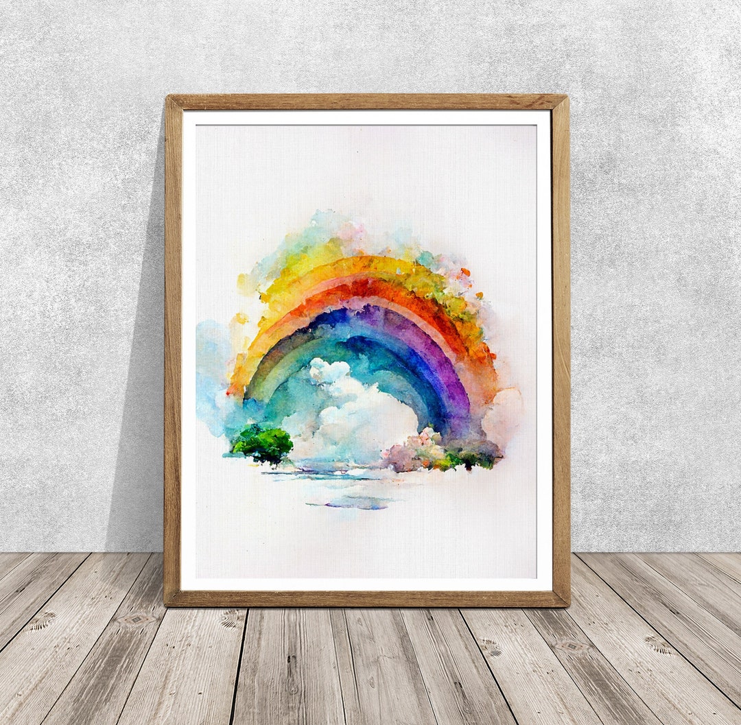 Rainbow Watercolor Painting, Rainbow Art, Rainbow Print, Colorful Print ...