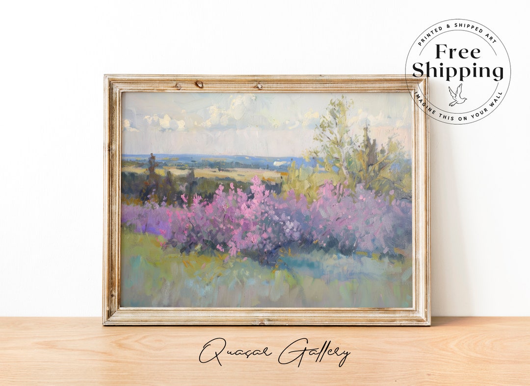 Flower Field Poster, Country Landscape Painting, Spring Meadow Painting ...