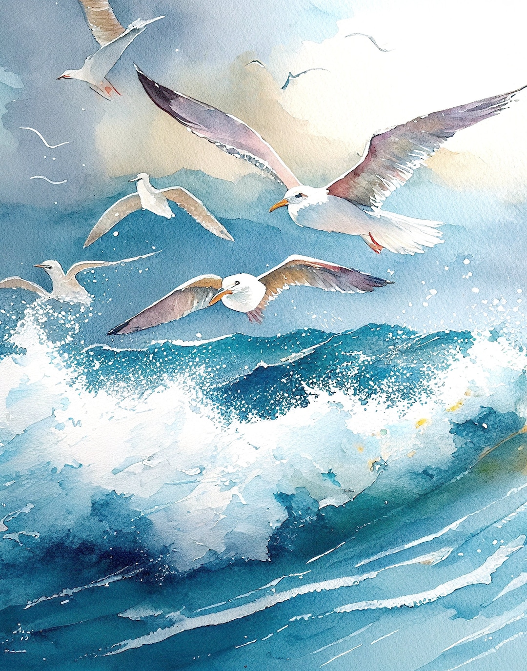 Seagull Watercolor Art Print: Signed Bird Painting - Etsy