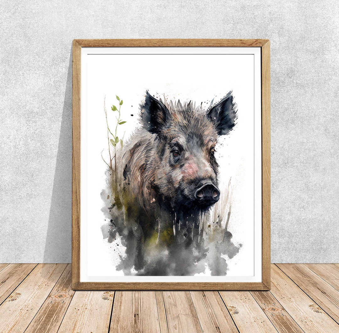 Boar Print, Wild Boar Watercolor Art, Boar , Painting, Animal Painting ...