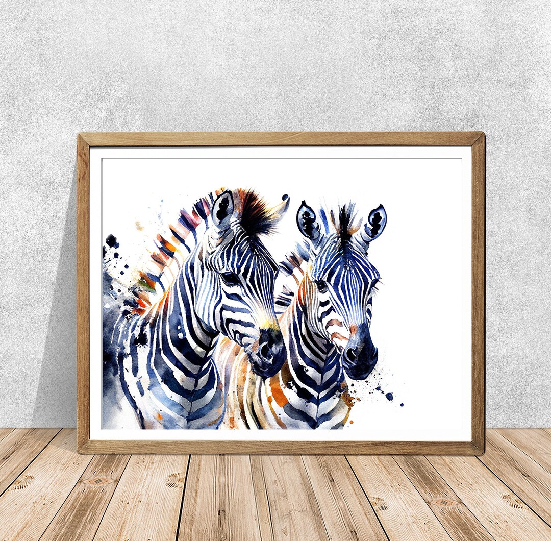 Watercolor Safari Animals Zebra Couples Zebra Lovers Gift - Etsy