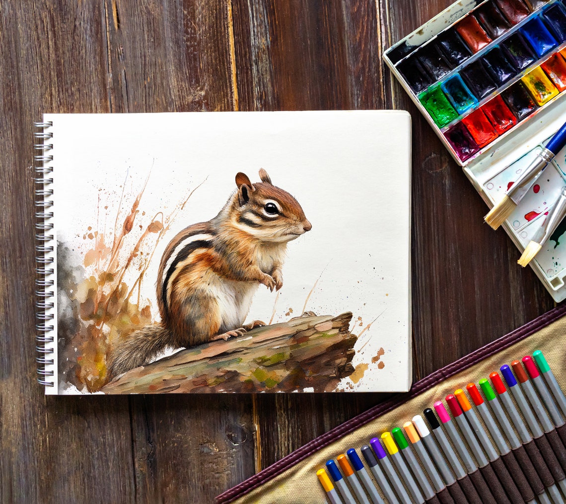 Chipmunk Watercolor Painting: Signed Fine Art Print, Nursery Wall Art ...
