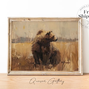 Forest Animals, Brown Bear, Bear Print, Woodland Animal Oil Painting ...