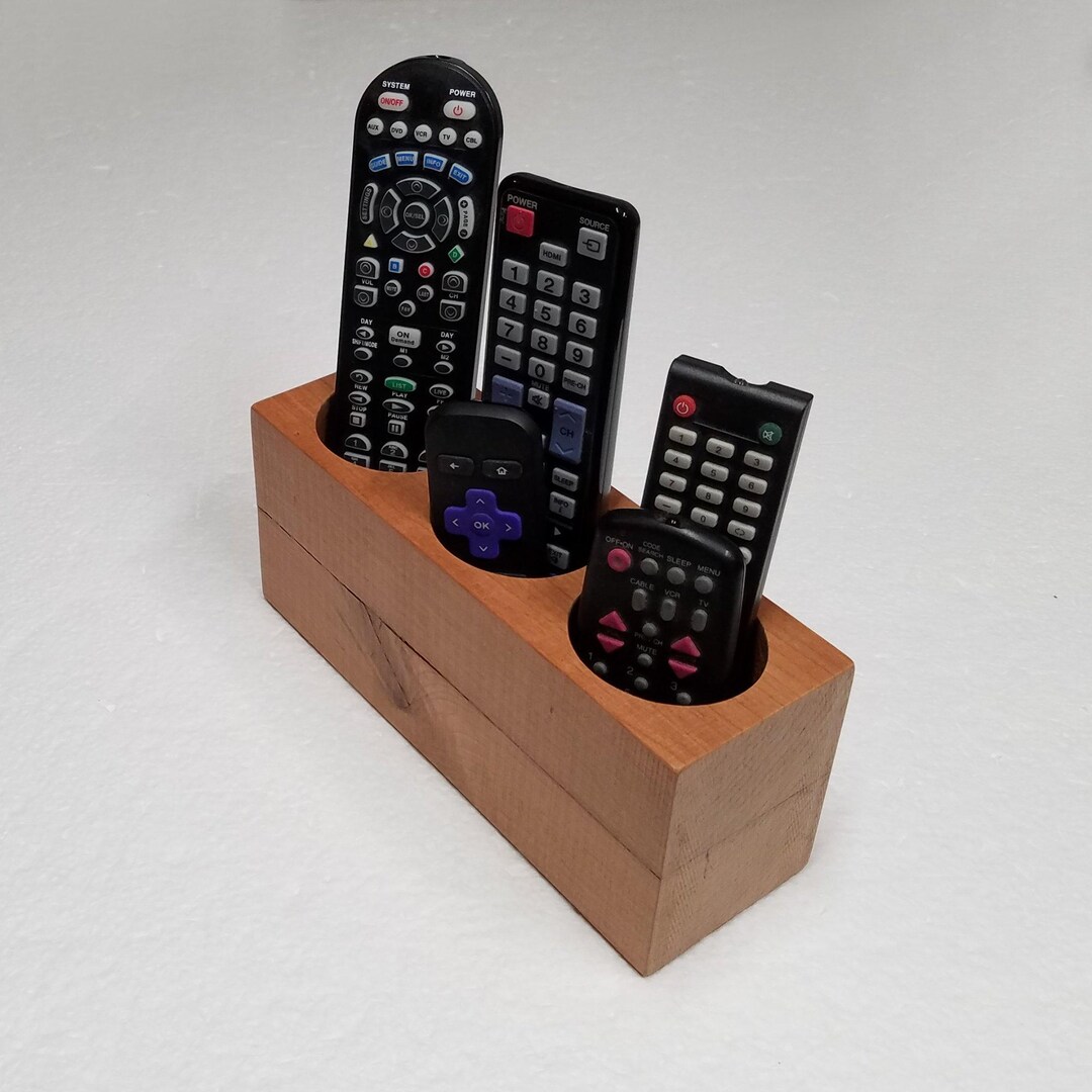 Rustic Rough Cut Cherry Wood Remote Control Holder, Three 2-1/2 Inch ...
