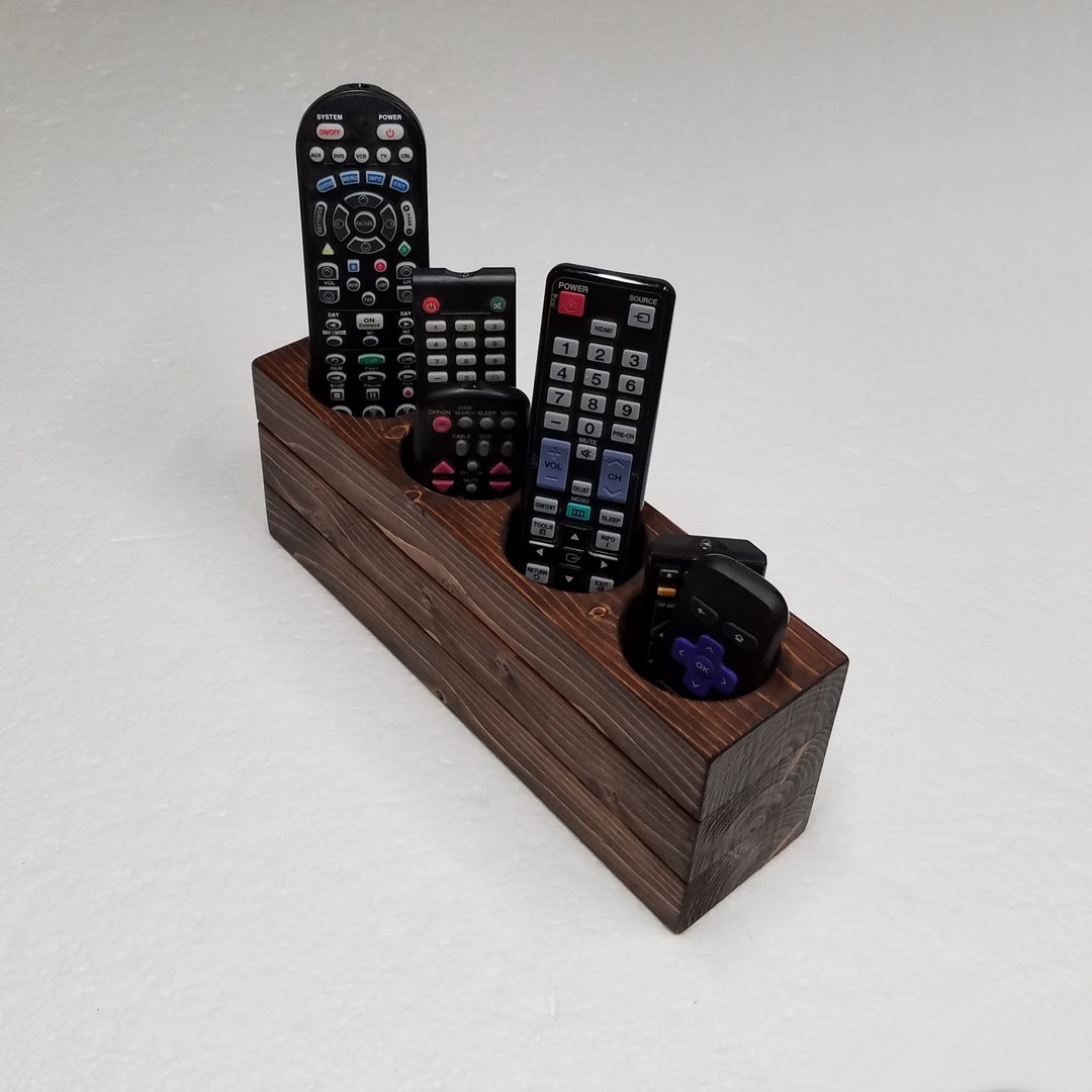 Repurposed Framing Lumber Remote Control Holder, Four 2-3/8 Inch Round ...