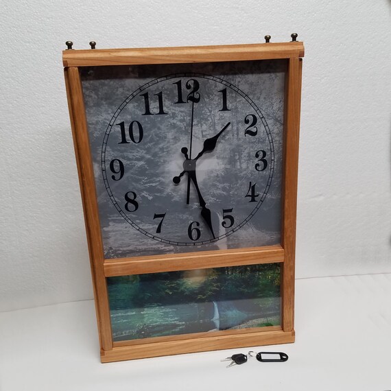 Hidden Coin Saver Bank Clock Cherry Wood and Acrylic Sheet | Etsy