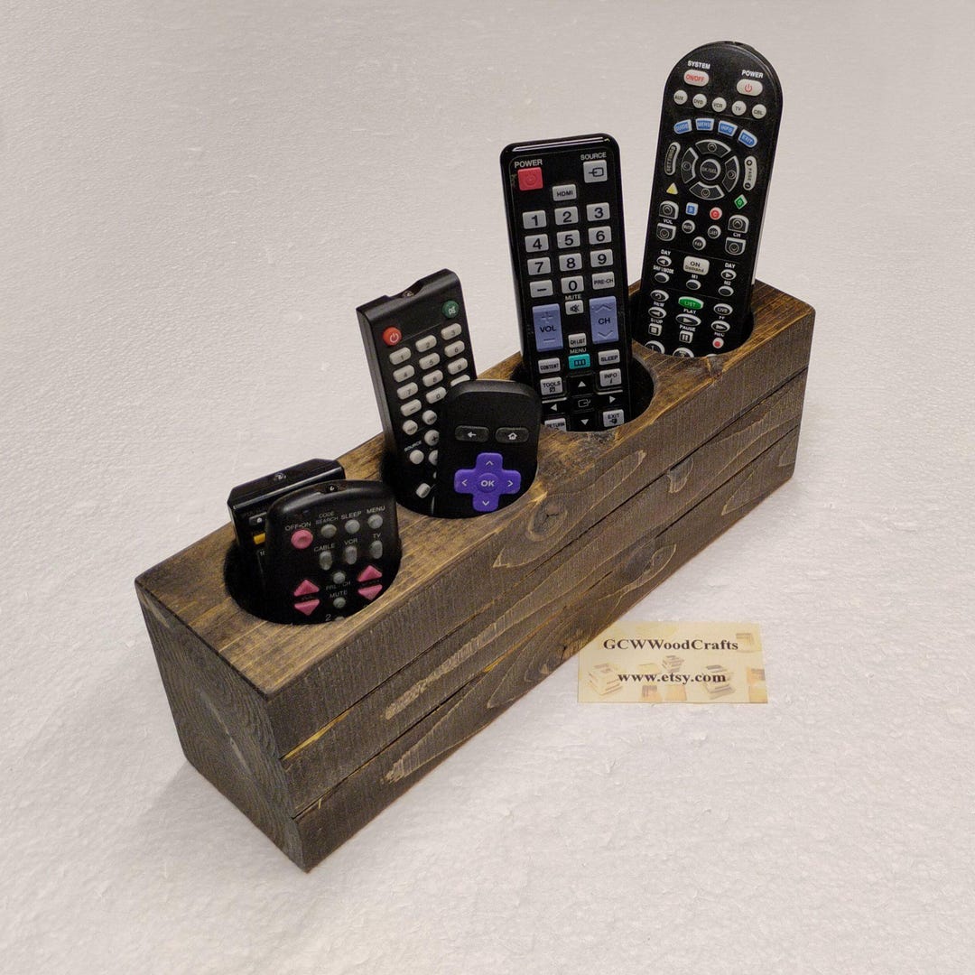 Repurposed Framing Lumber Remote Control Holder, Four 2-1/2 Inch Round ...