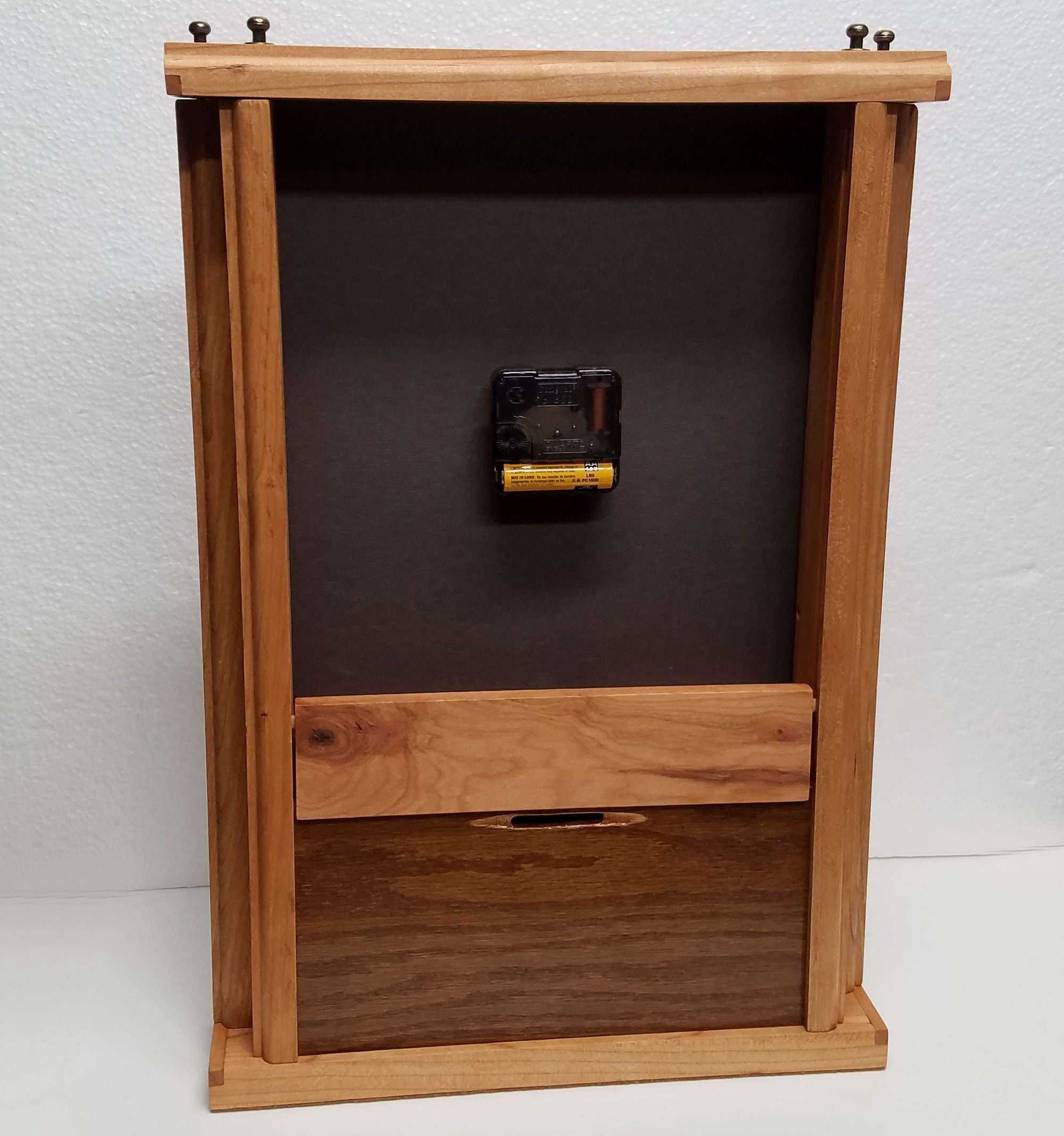Hidden Coin Saver Bank Clock, Cherry Wood and Acrylic Sheet, Includes a ...
