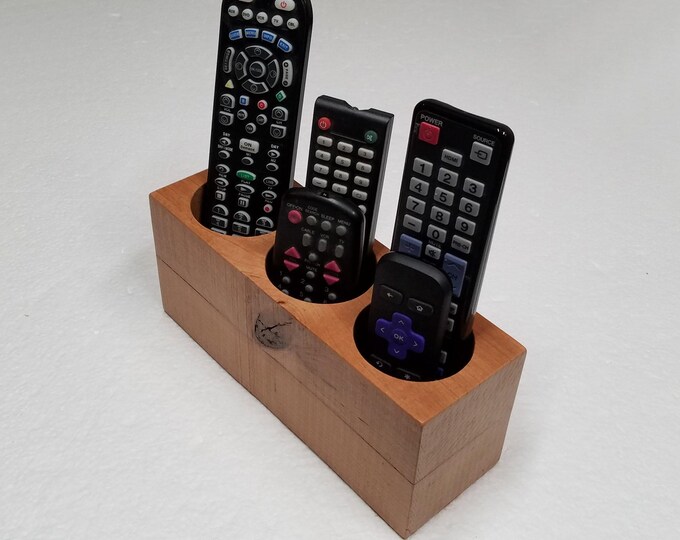 Rustic Rough Cut Cherry Wood Remote Control Holder, Three 2-1/2 Inch ...