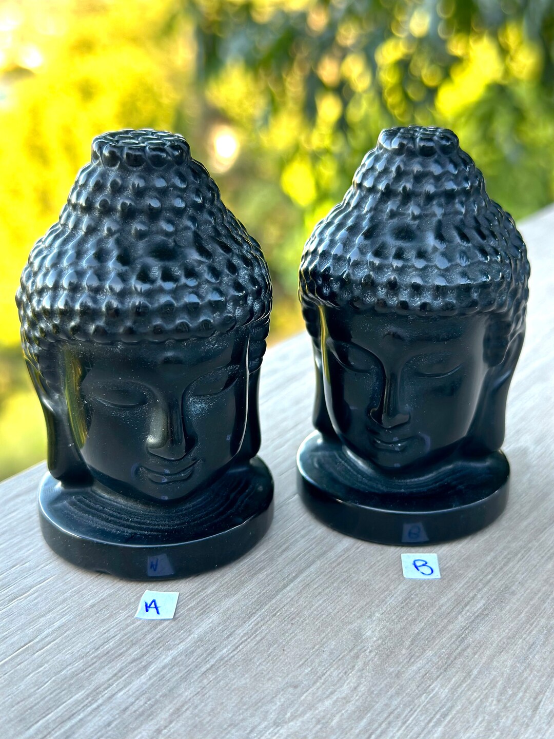 3 Authentic Black Obsidian Buddha Head, Protection Stone, Meditation ...
