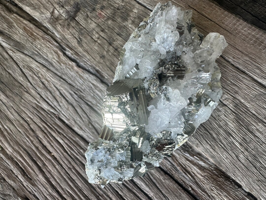 Beautiful Pyrite/clear Quartz Cluster - Etsy