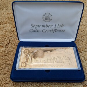 September 11th Gold-leaf and Silver-leaf Coin Certificate Set of Two; U ...