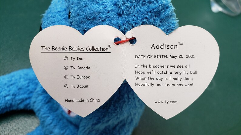 Addison the Baseball Bear Retired Ty Beanie Baby Bear - Etsy